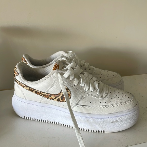 Nike | Shoes | Nike Court Vision Leopard Printwhite Small Platform ...